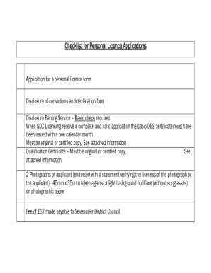 Fillable Online tunbridgewells gov Personal Licence Checklist to be ...