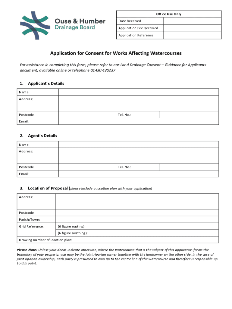 Fillable Online Fillable Online Land Drainage Consent Guidance for ...