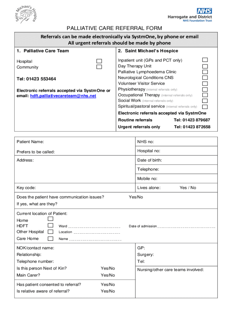 Fillable Online Palliative Care Referral Form - Harrogate and District ...