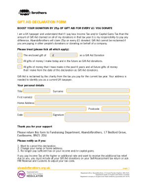 Fillable Online Gift Aid Declaration Form - PDSA Fax Email Print ...