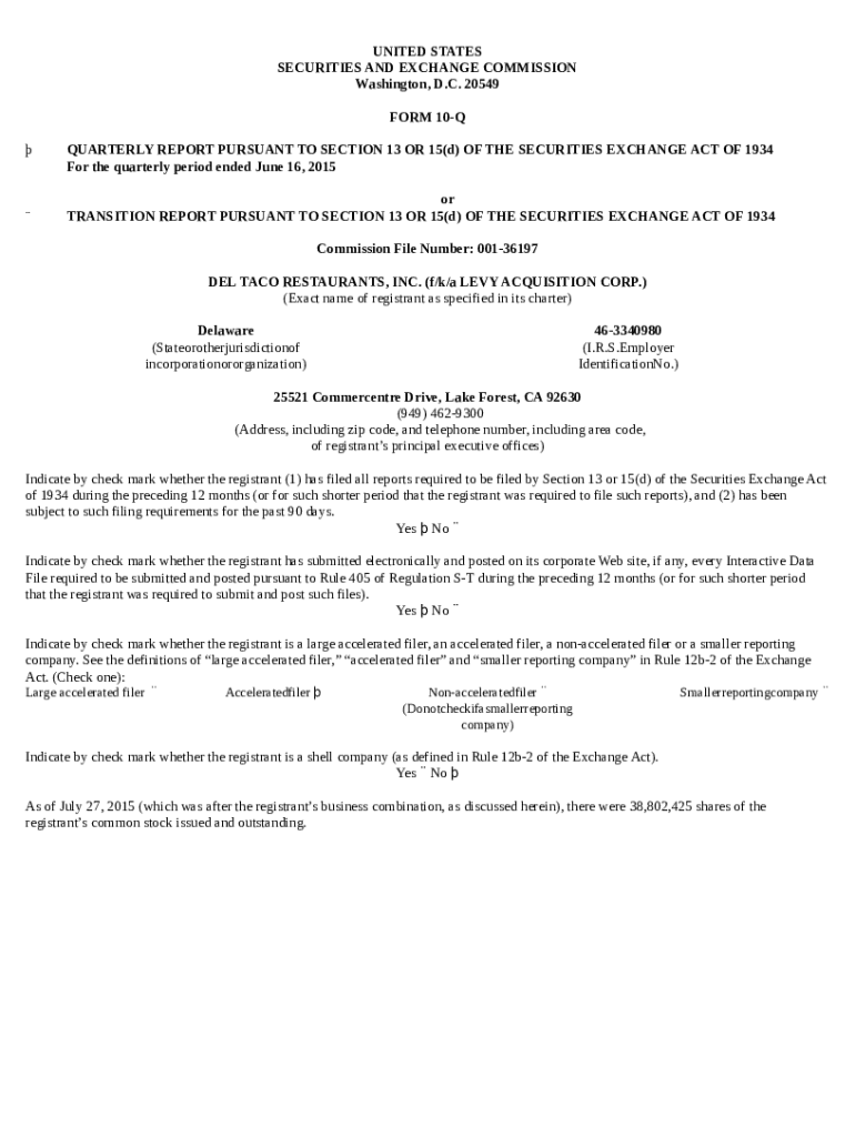 (f/k/a LEVY ACQUISITION CORP Doc Template | pdfFiller