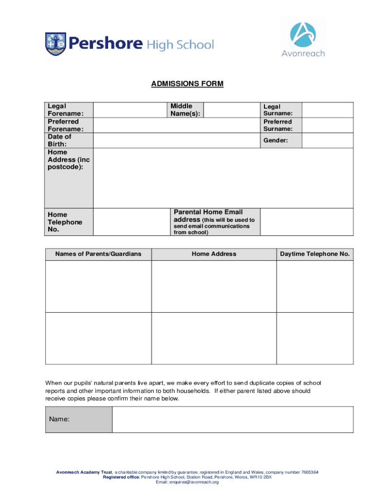 Fillable Online pershore worcs sch Chipping Sodbury School Values ...