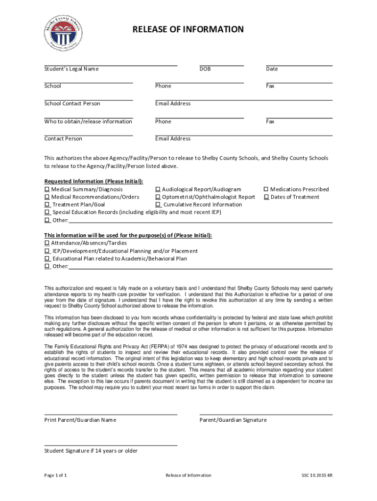 Fillable Online Release of informtion form Fax Email Print - pdfFiller