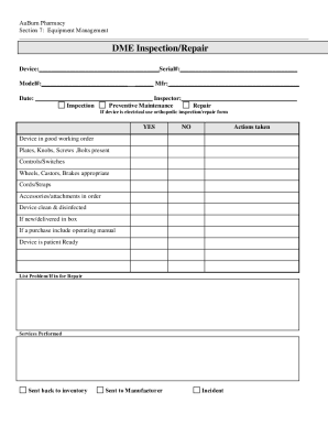 Fillable Online DME Inspection/Repair - AuBurn Pharmacy Fax Email Print ...