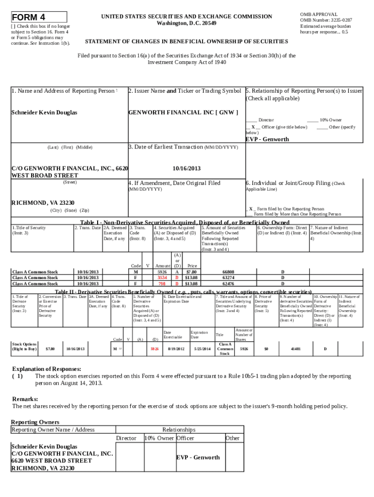The stock option exercises reported on this 4 were effected pursuant to ...