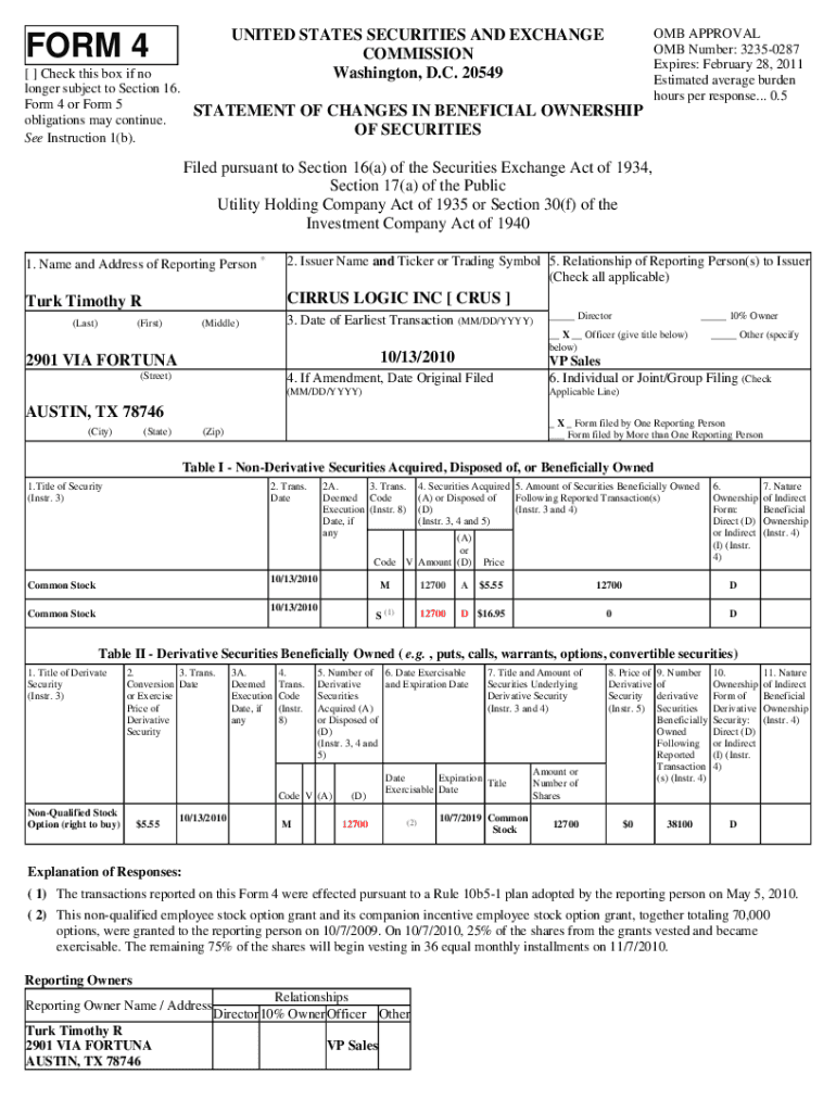 Fillable Online ( 1) The transactions reported on this Form 4 were ...