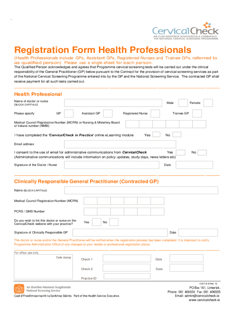 Fillable Online GP Practices - Qualified Person Registration Form ...