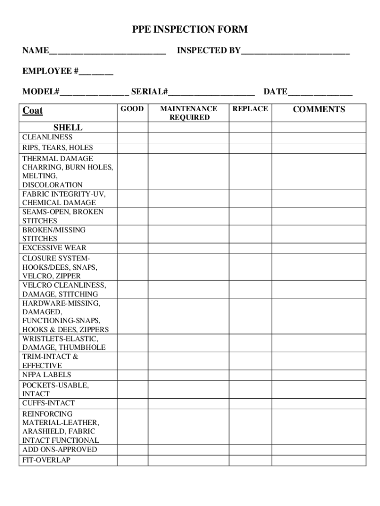 Fillable Online www.petzl.comsfcservletPPE Inspection Inspection form ...