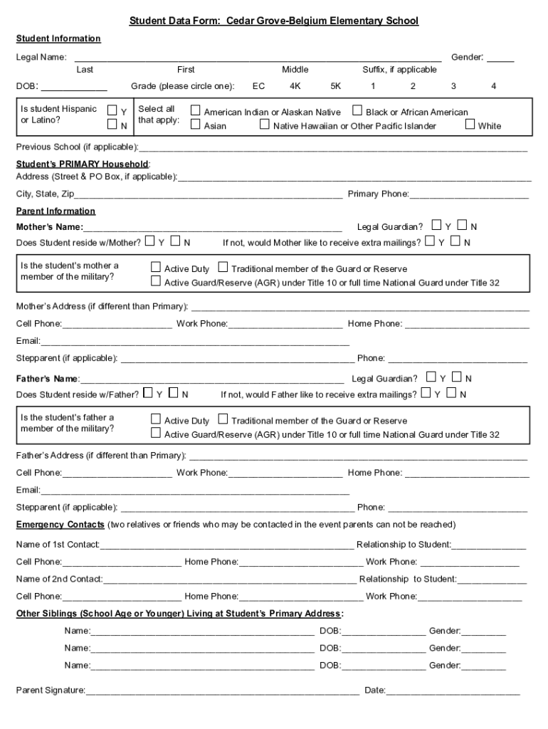 Fillable Online Student Data Form New Fax Email Print PdfFiller fillable-online-student-data-form-new-fax-email-print-pdffiller