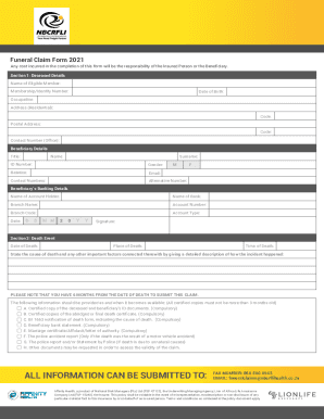 Fillable Online Death Claim Form 2021 Fax Email Print - pdfFiller