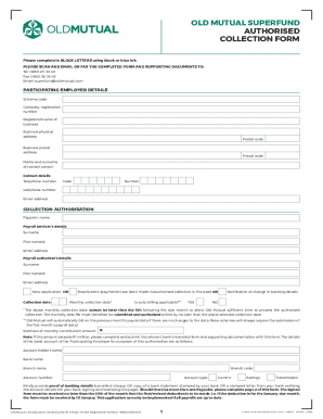 Fillable Online OLD MUTUAL SUPERFUND COLLECTION FORM Fax Email Print ...