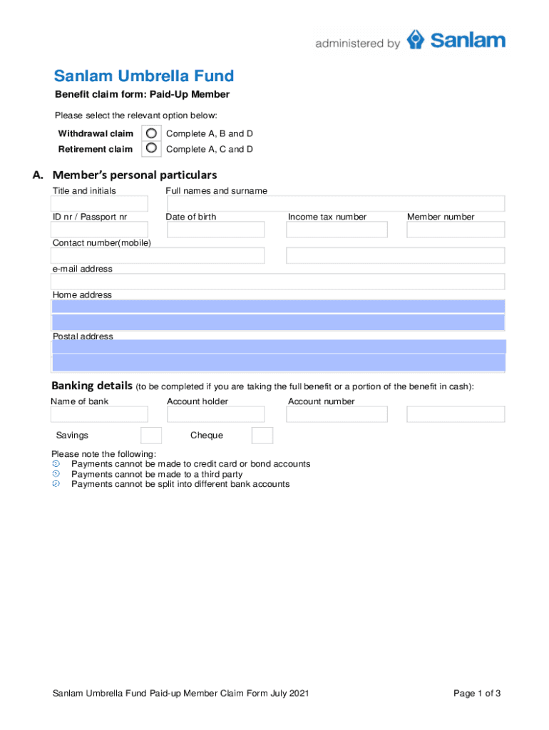 Fillable Online Sanlam Umbrella Funds Sanlam Unity Umbrella Fund Fax ...