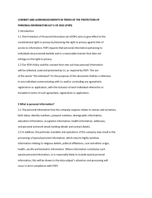 Fillable Online POPI CONSENT AND ACKNOWLEDGMENTS GENERAL FORM BY ...