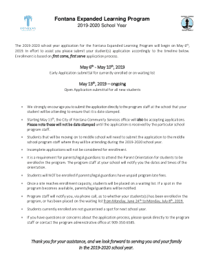 Fillable Online Fontana Expanded Learning Program Fax Email Print ...