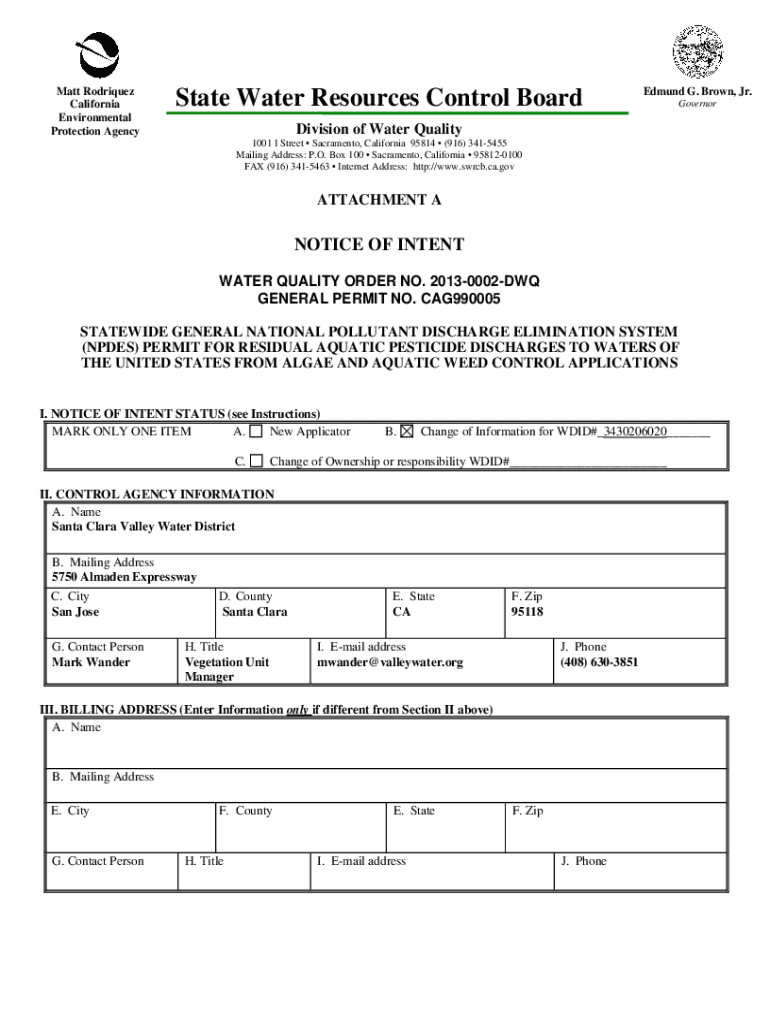 Fillable Online (NPDES) PERMIT FOR RESIDUAL AQUATIC PESTICIDE DISCHARGES TO WATERS OF Fax Email ...