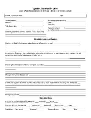 System Ination Sheet - State Water Resources Control ... Doc Template ...