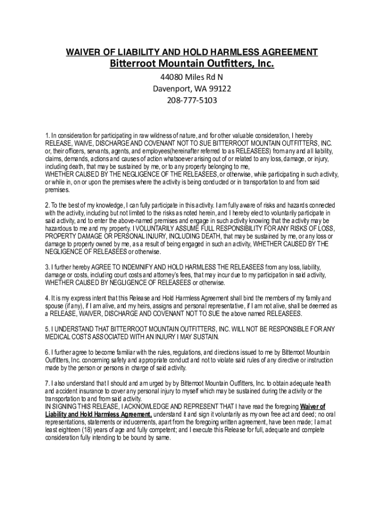 Fillable Online Hunt Waiver Fax Email Print - pdfFiller