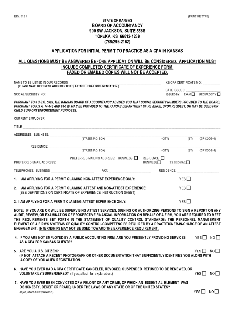 Fillable Online Application for Initial Permit Form 2021 Fax Email ...