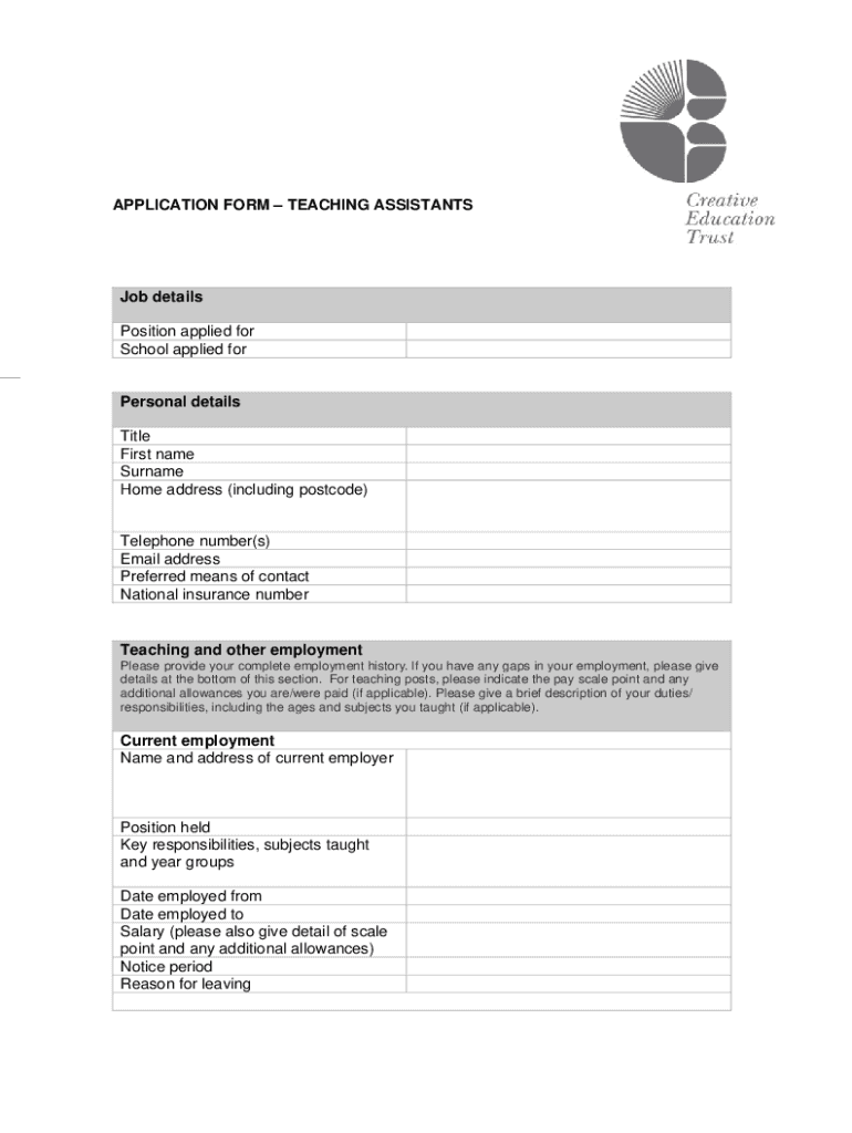 Fillable Online Teacher Application Form TemplateJotFormJob Application ...