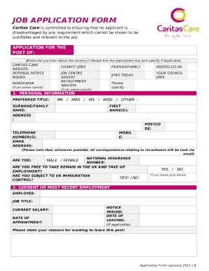 JOB APPLICATION - Edinburgh Home care About Doc Template | pdfFiller