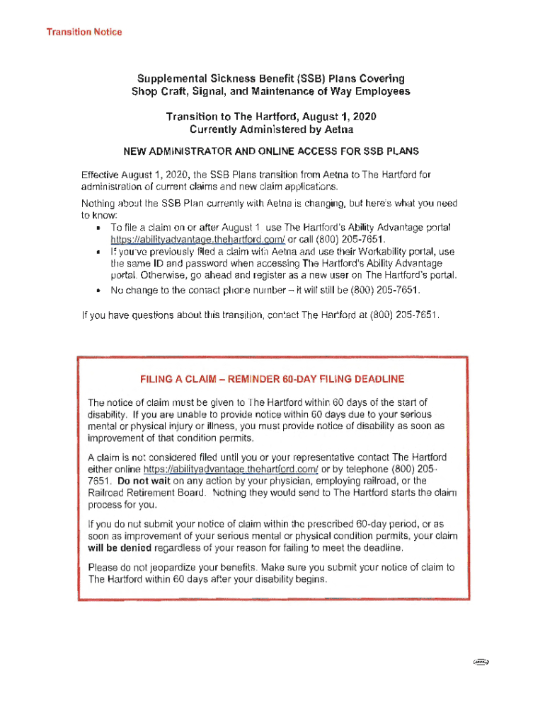 Fillable Online Supplemental Sickness Benefit (SSB) Plans Covering Shop ...