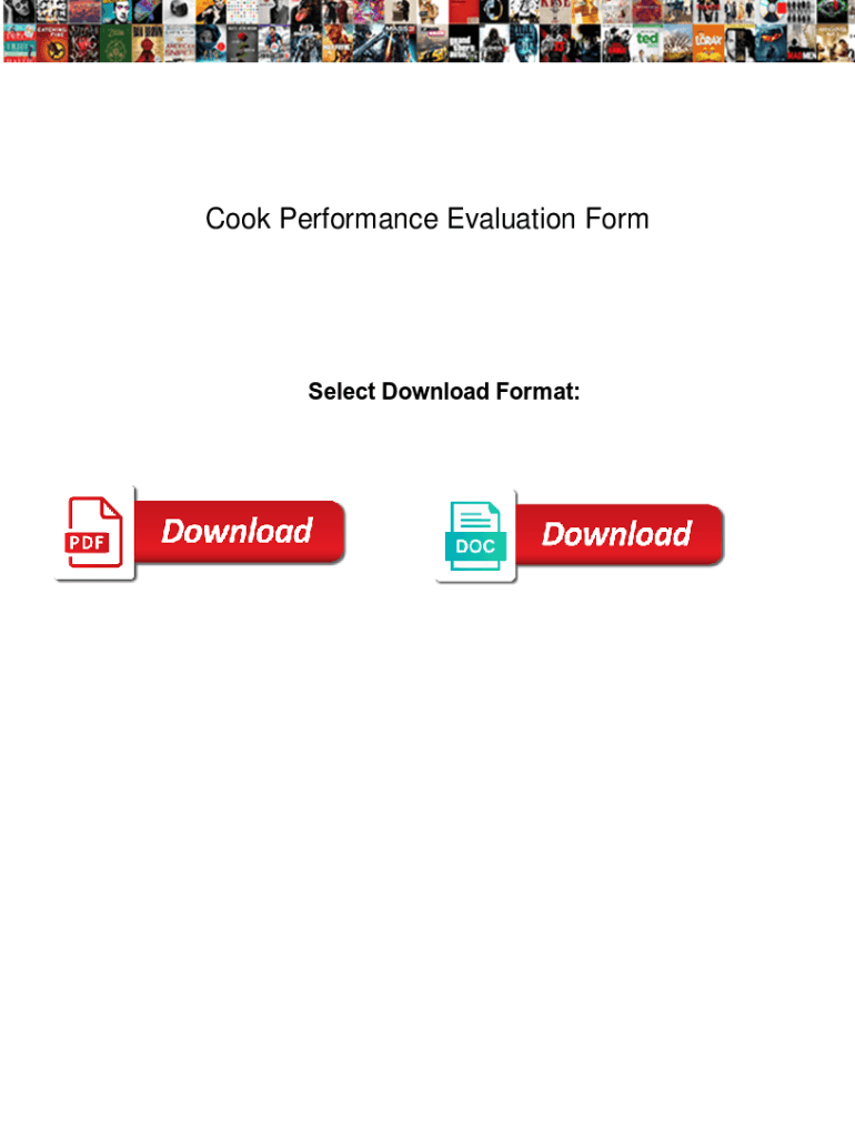 Fillable Online Cook Performance Evaluation Form. Cook Performance ...