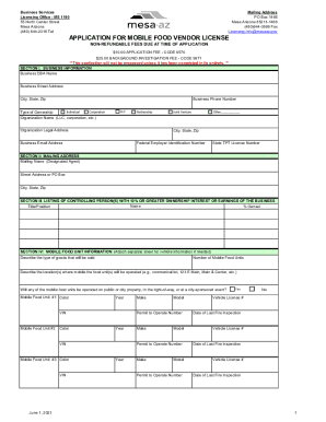 Fillable Online MOBILE FOOD VENDOR LICENSE INFORMATION SHEET Fax Email ...