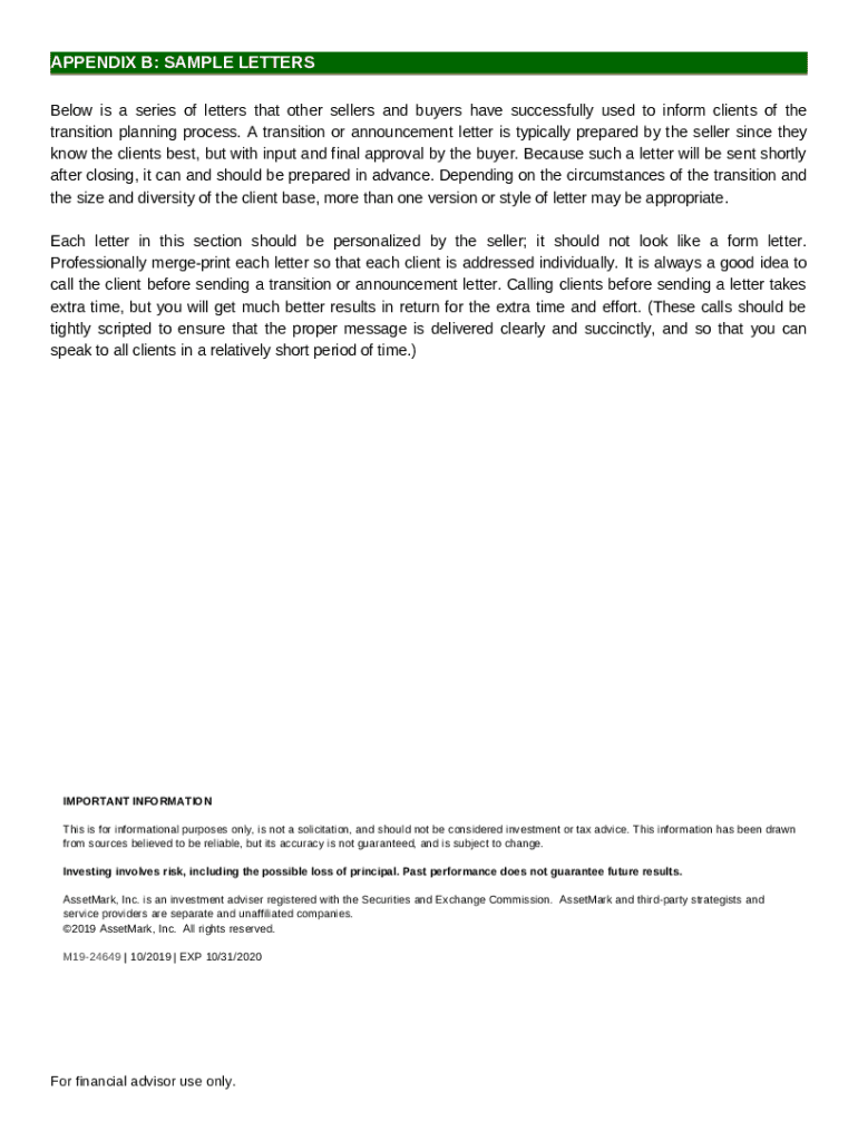 Appendix B: Sample Letters Doc Template | pdfFiller