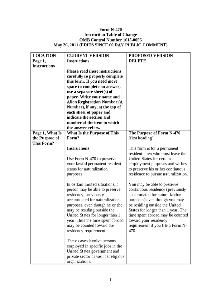 Instruction Table of Change Doc Template | pdfFiller