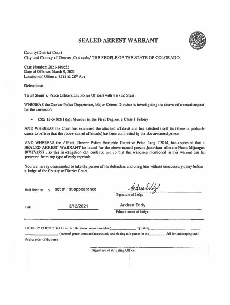 Fillable Online AFFIDAVIT AND APPLICATION FOR ARREST WARRANT AND TO ...