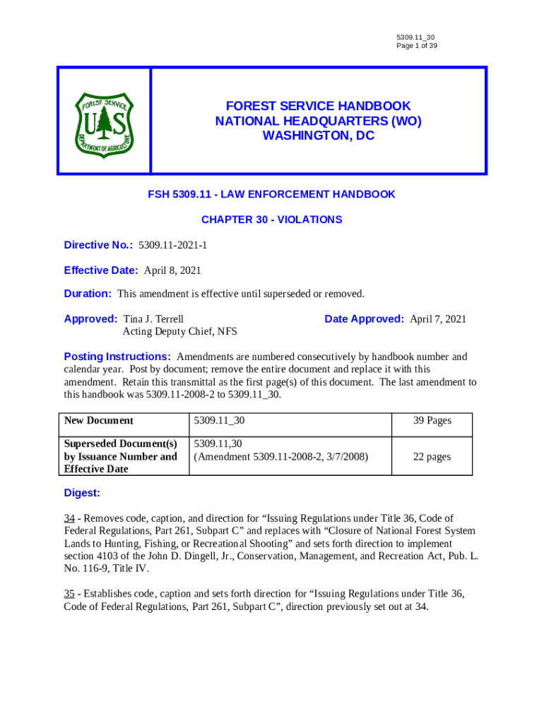 DEPARTMENT OF AGRICULTURE Forest Service Directive ... Doc Template ...