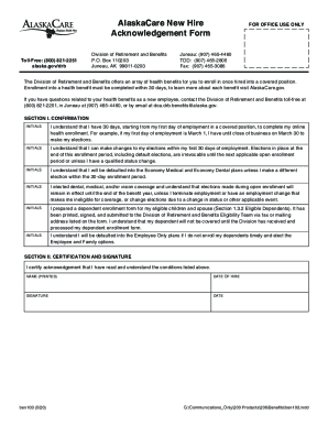 Fillable Online doa alaska AlaskaCare New Hire Acknowledgement Form Fax ...
