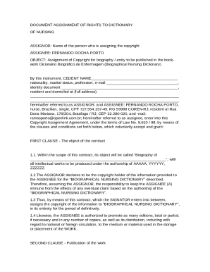 DOCUMENT ASSIGNMENT OF RIGHTS TO DICTIONARY Doc Template | pdfFiller