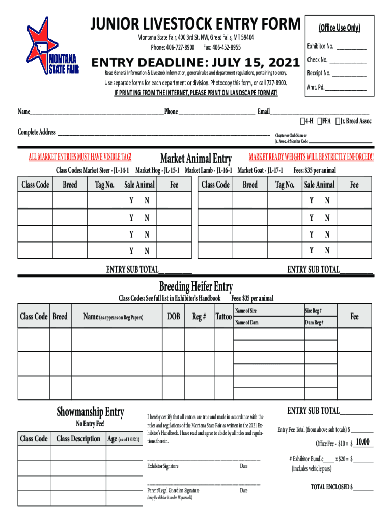 Fillable Online Fillable Online general entry form - Montana Expo Park ...