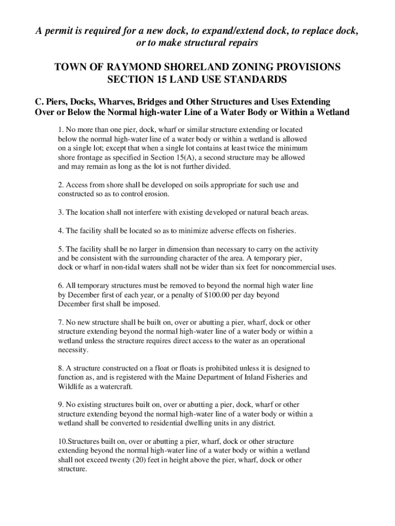 Fillable Online Docks Ordinance with Permit Application.pdf - Town of ...