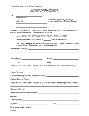 Fillable Online Via Certified Mail, Return Receipt Requested LETTER TO ...