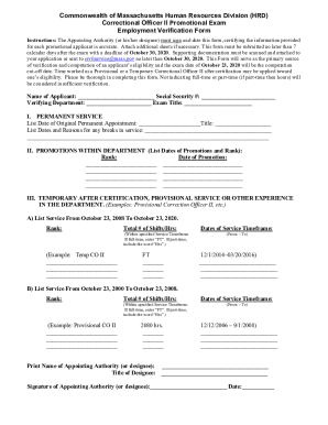 Fillable Online Employment Verification Form- Correctional Officer II ... Fax Email Print ...