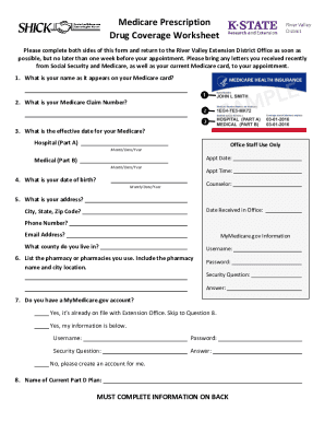 Fillable Online Drug Coverage Worksheet Fax Email Print - pdfFiller
