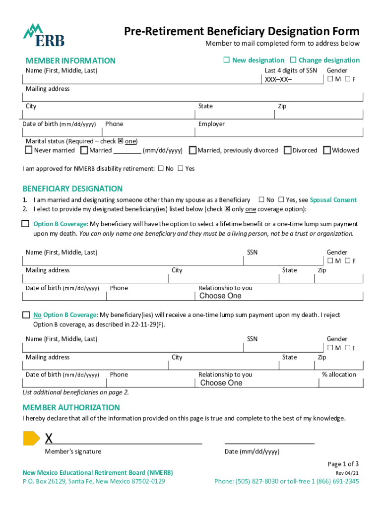 Fillable Online www.afm-epf.orgPortals2Pre-retirement Death Benefit ...