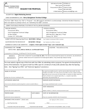 Fillable Online BEST AND FINAL OFFER REQUEST FOR PROPOSAL - Horry ...