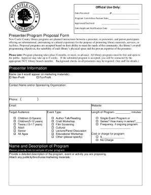 Fillable Online Presenter/Program Proposal Form Presenter Information ...