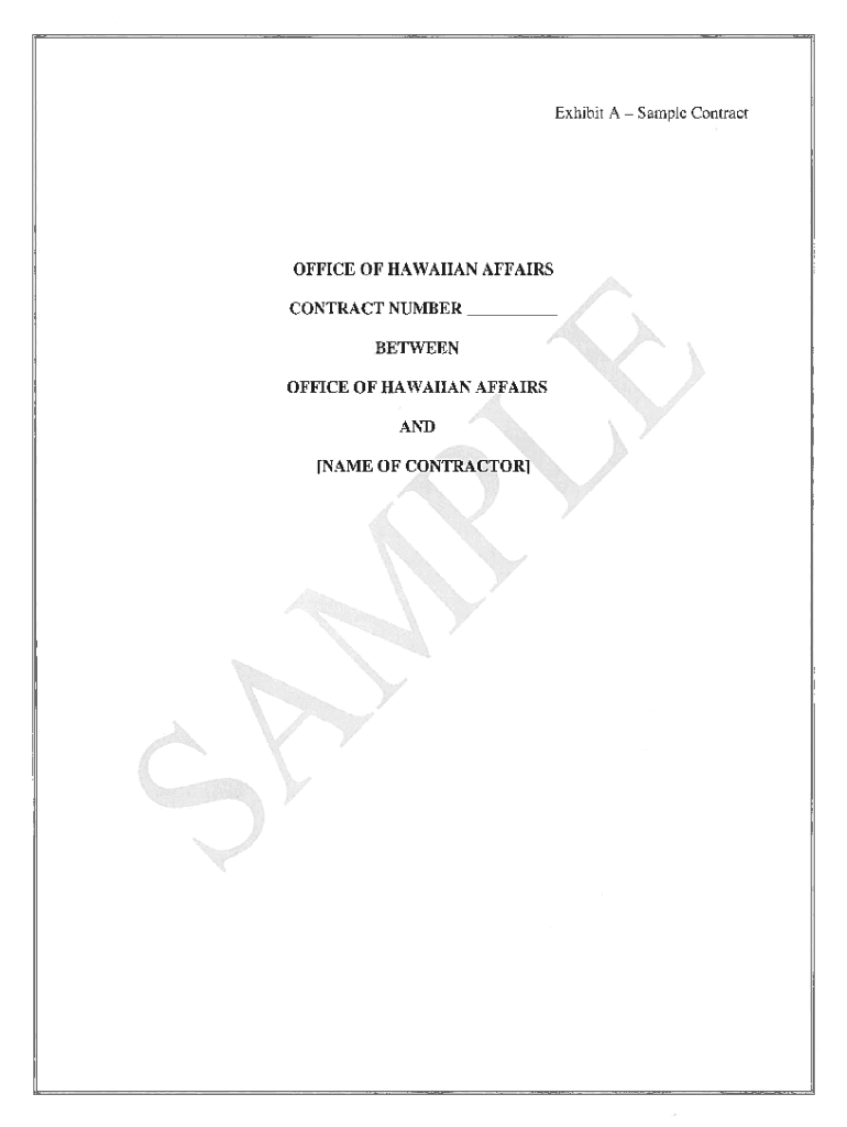 Fillable Online Exhibit B - Sample Contract - The Office of Hawaiian ...