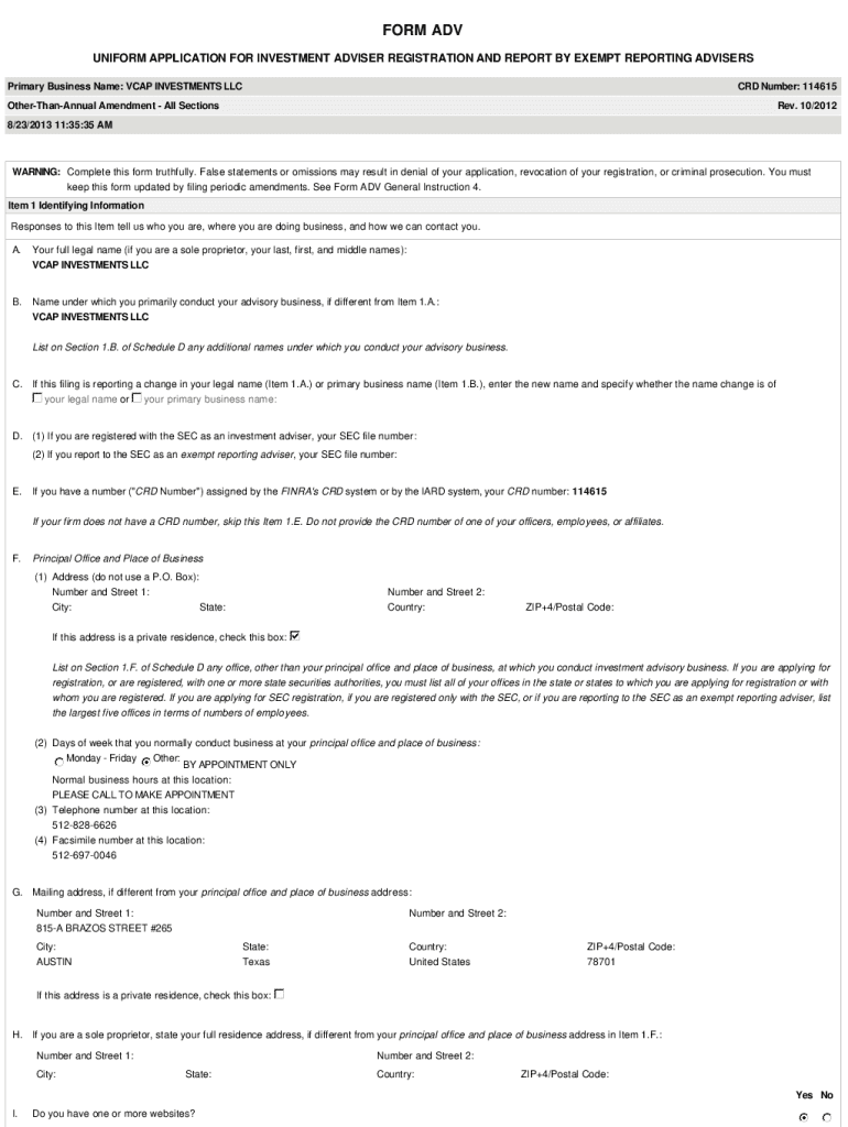 Fillable Online PDF FORM ADV - QCI Asset Management Fax Email Print ...