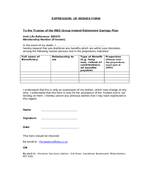 LETTER OF WISHES Doc Template | pdfFiller