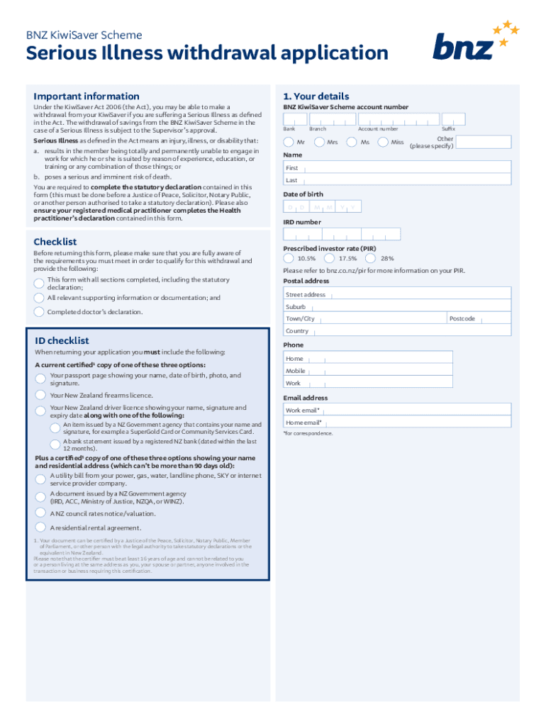 Bnz kiwisaver withdrawal form: Fill out & sign online | DocHub