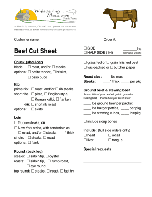 Fillable Online Beef Cut Sheet - Whispering Meadows Fax Email Print ...