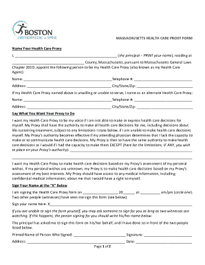 Fillable Online The Massachusetts Health Care Proxy Form Fax Email ...