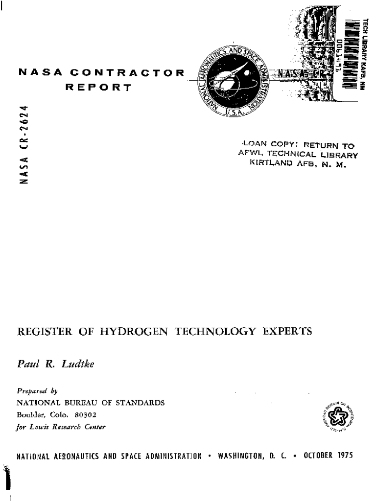 Fillable Online ntrs nasa REGISTER OF HYDROGEN TECHNOLOGY EXPERTS Fax ...
