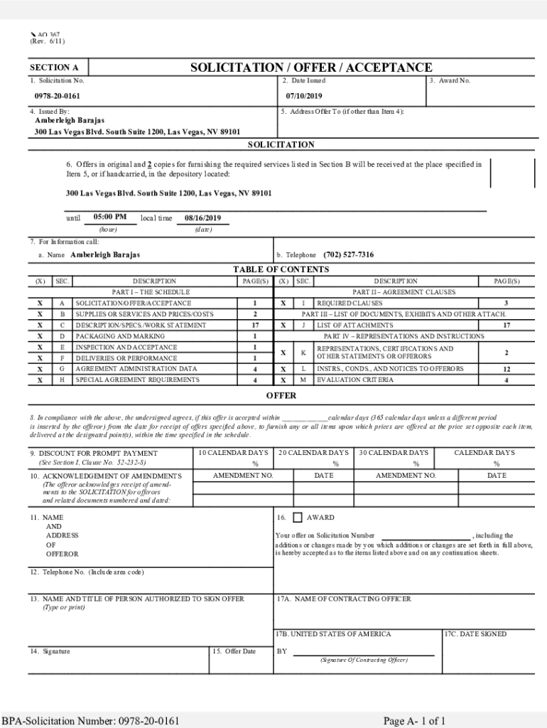 Fillable Online Fillable Online SOLICITATION, OFFER, 1. SOLICITATION NO ...