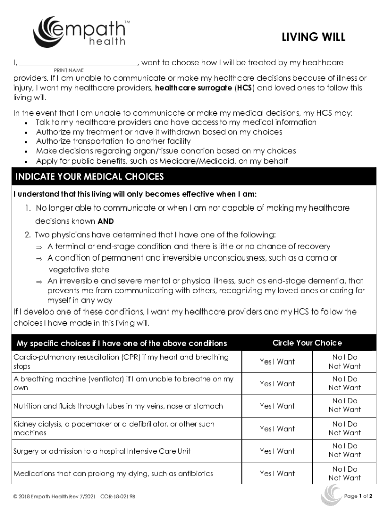 Fillable Online Living wills and advance directives for medical ...